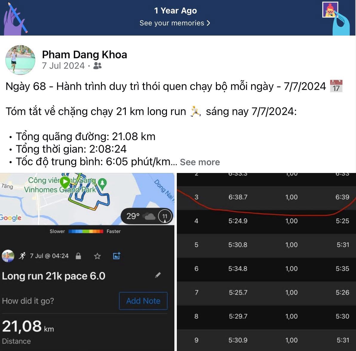🕰️ Tiến bộ sau đúng 1 năm – từ 21km đến 42km 💥 – Khoa Phạm